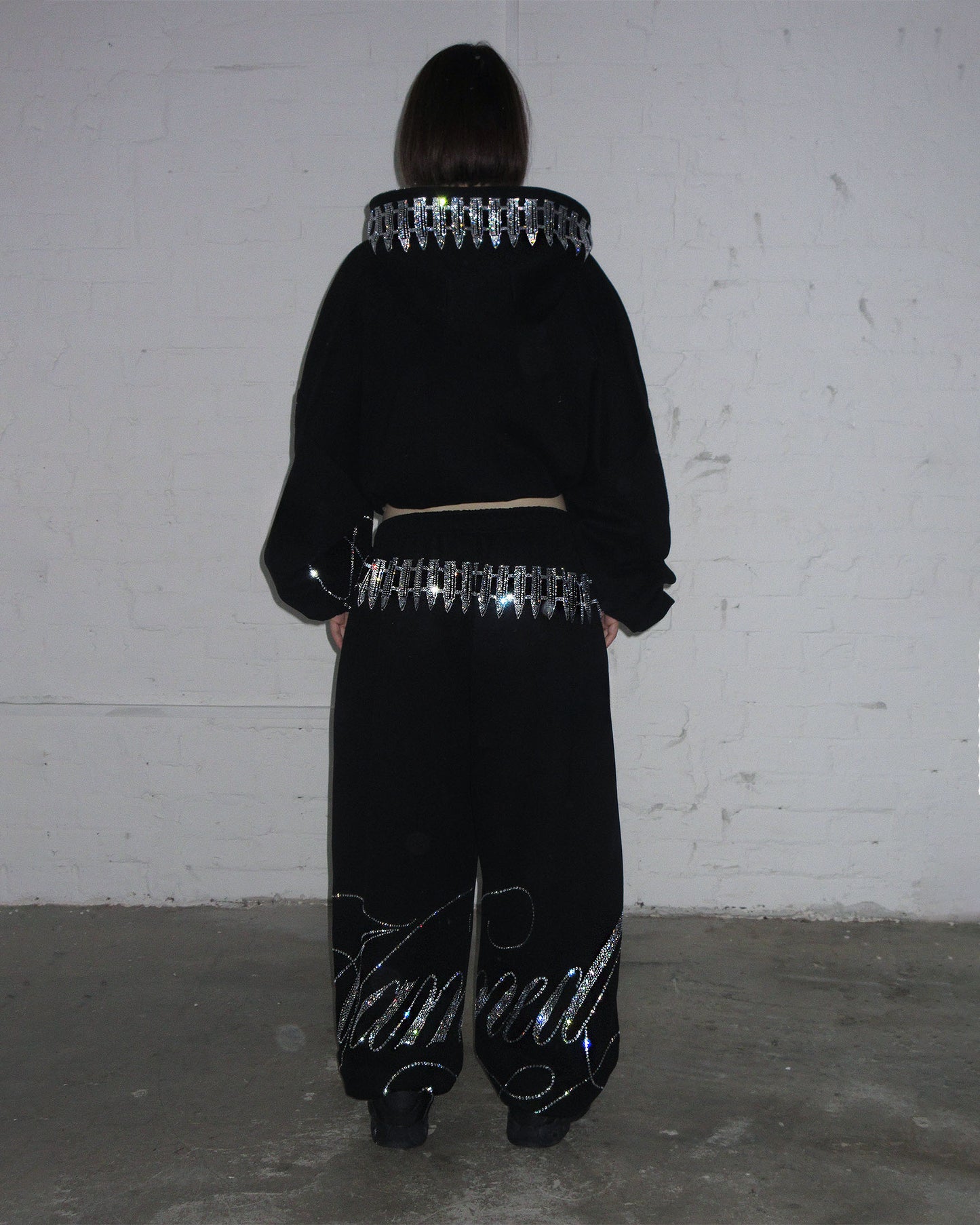 Enemy Rhinestone Crop Zip Hoodie Black – NAMED COLLECTIVE®